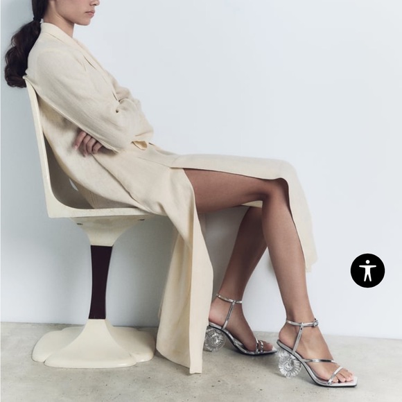 Zara | Shoes | Zara Shell Heel Metallic Sandal 75 | Poshmark